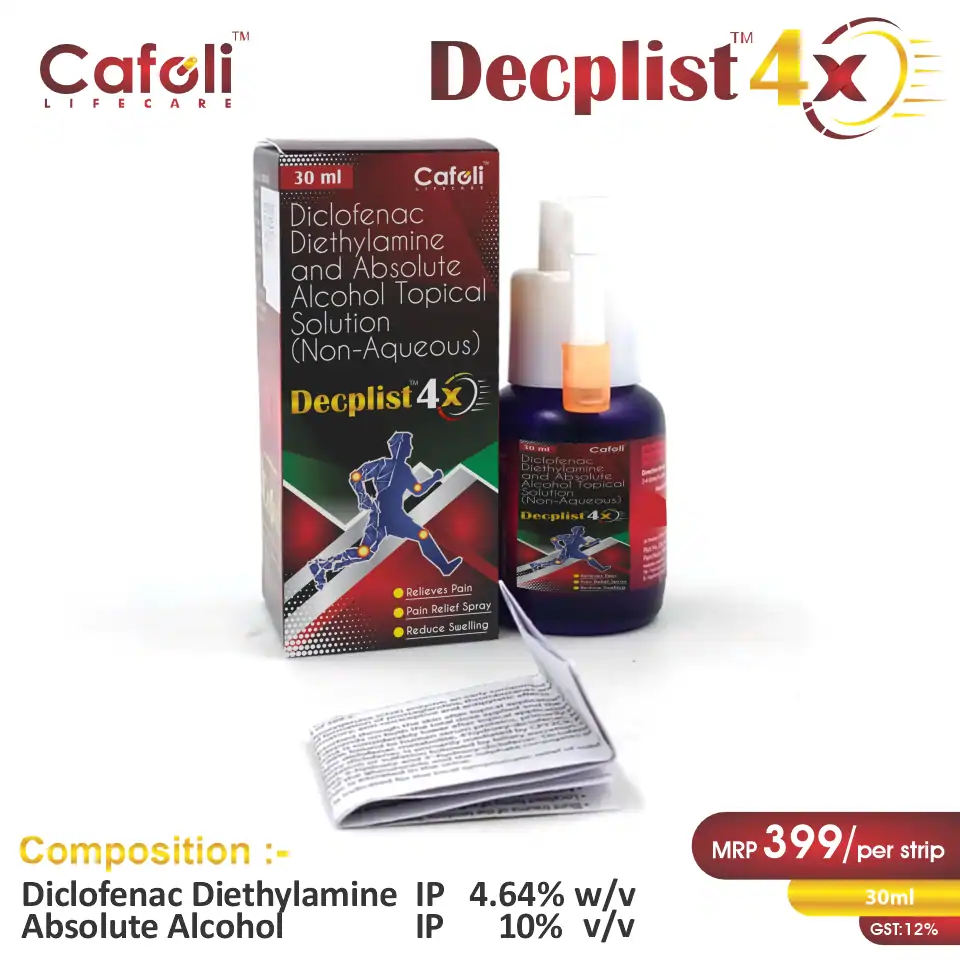 Decplist 4X Topical Solution Diclofenac Diethylamine IP 4.64% w/v ...